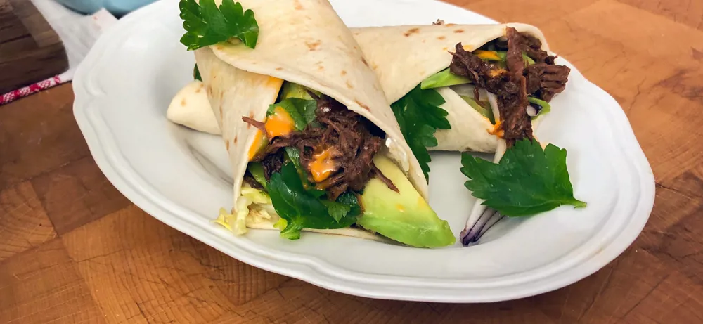Roasted wild boar wrap in spicy tortilla | Aimpoint